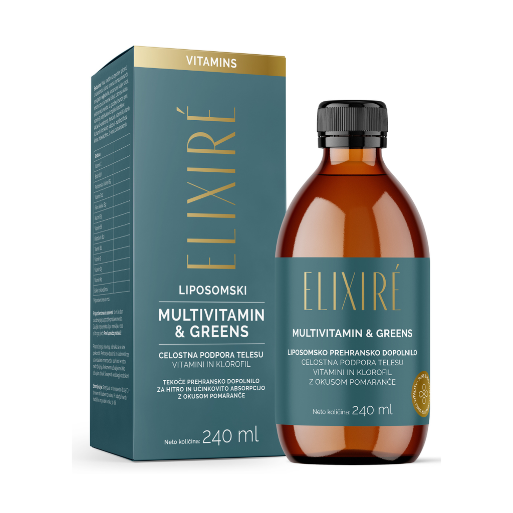 LIPOSOMSKI MULTIVITAMIN & GREENS, okus pomaranče – My Elixiré